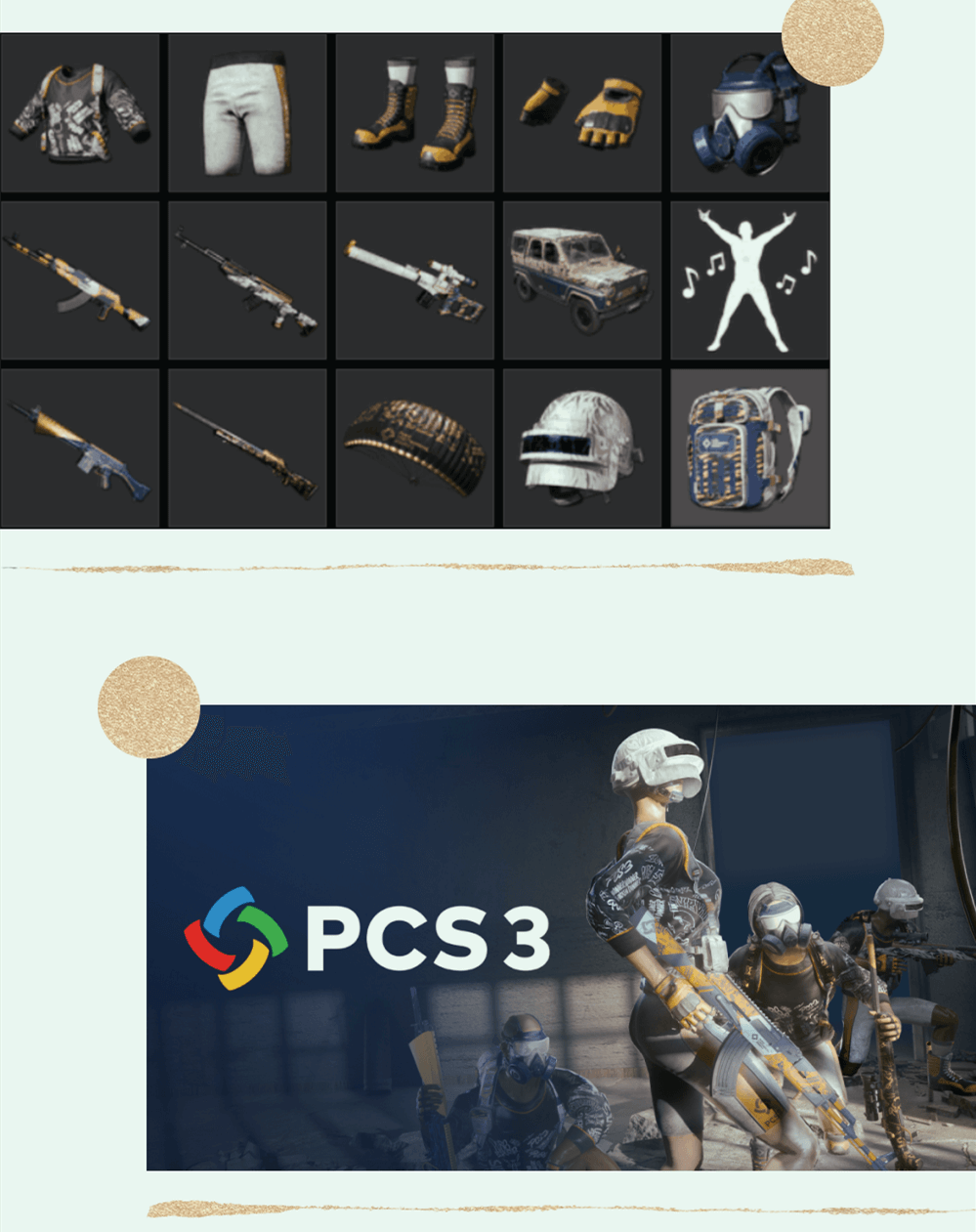 PCS3大全套KEY（PCS3大合集9件套+大浪淘金SLR+烙印M24+降落伞+硝烟缭绕3级头+流金四溢3级包+动作表情）|cdkey|激活码|兑换码|充值卡|游戏账号 - IGXE电竞饰品交易平台